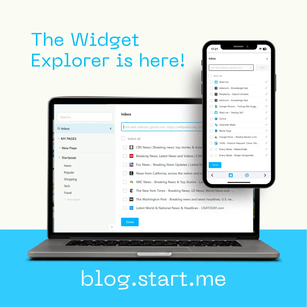 The Widget Explorer Is Here: Organize Bookmarks Faster, Smarter, Better - Start.me Blog