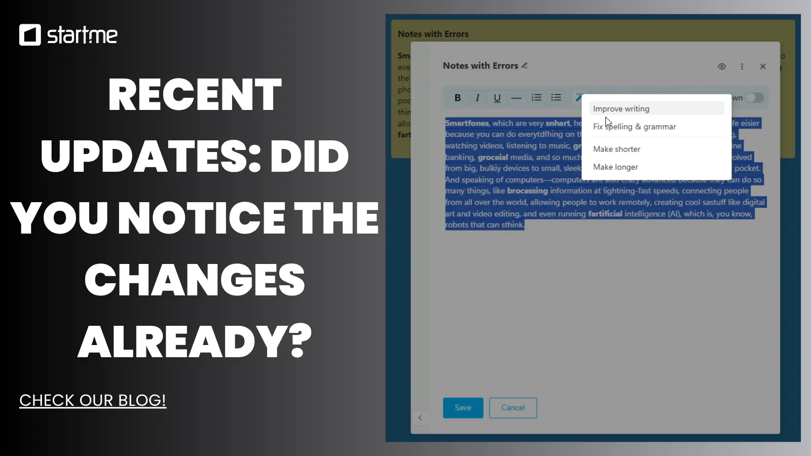 Recent updates: Notes AI, Calendar week view and other changes - Start ...